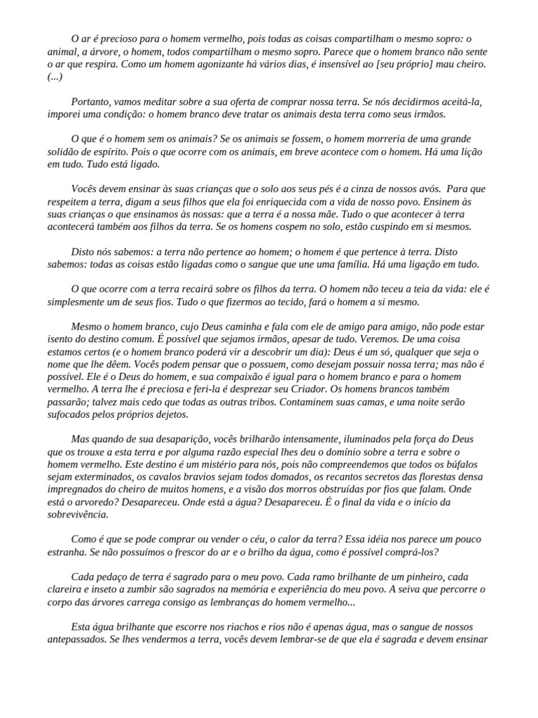 Carta Cacique Seattle | PDF | Terra | Vermelho