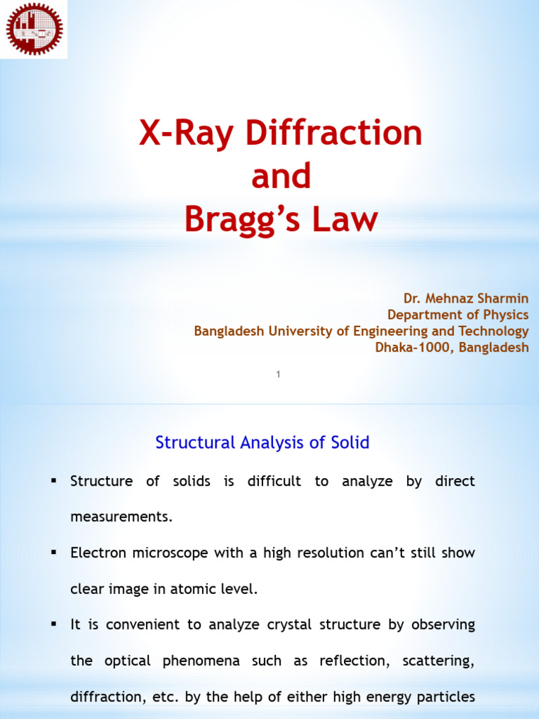SoM Lecture 8 | PDF | X Ray Crystallography | X Ray