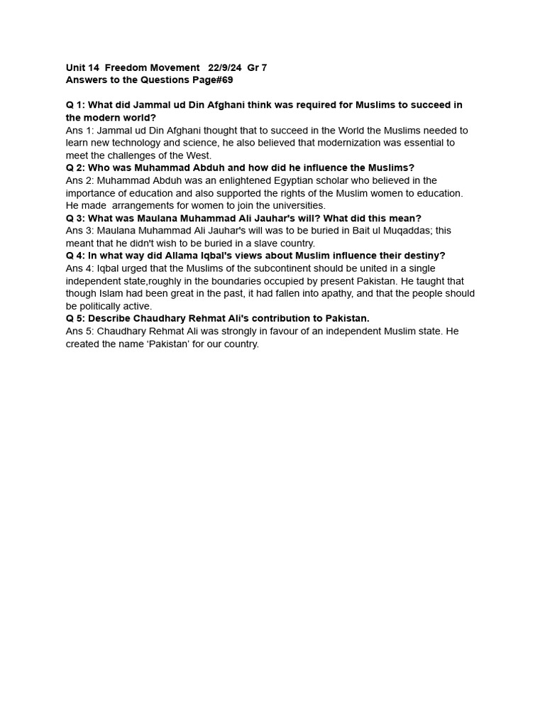 Unit 14 SST Q Ans | PDF