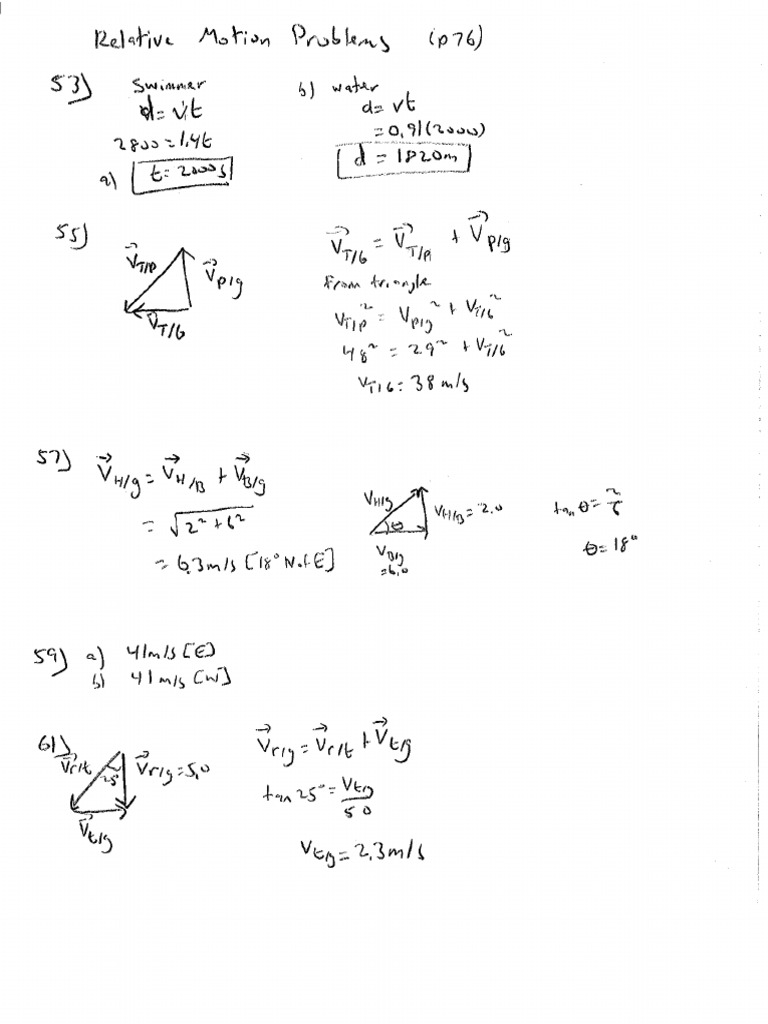 Relative Motion Answer Key | PDF