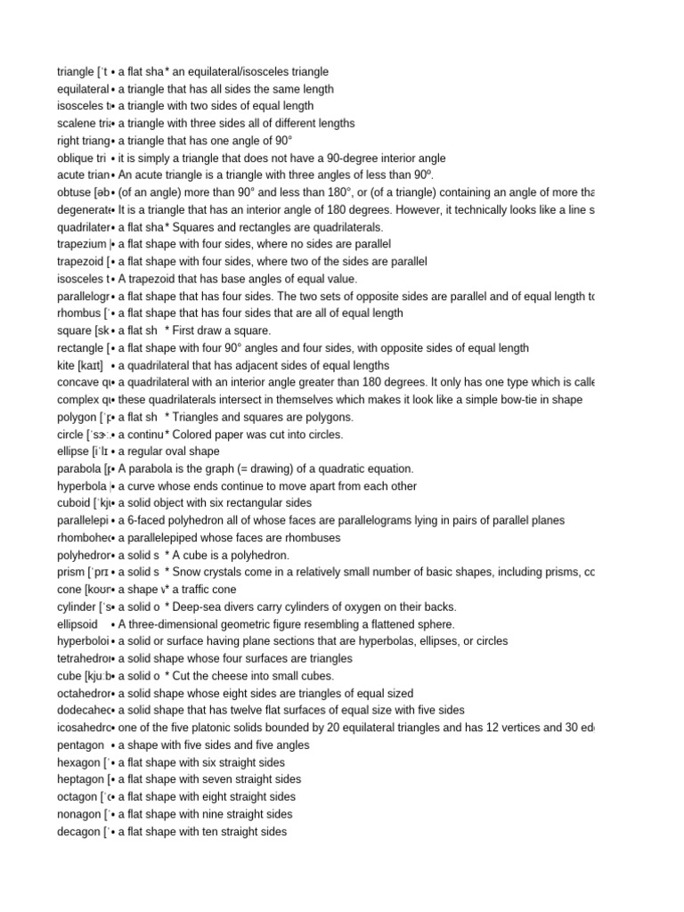 ED_ Objects_ Geometric Shapes | PDF | Shape | Triangle