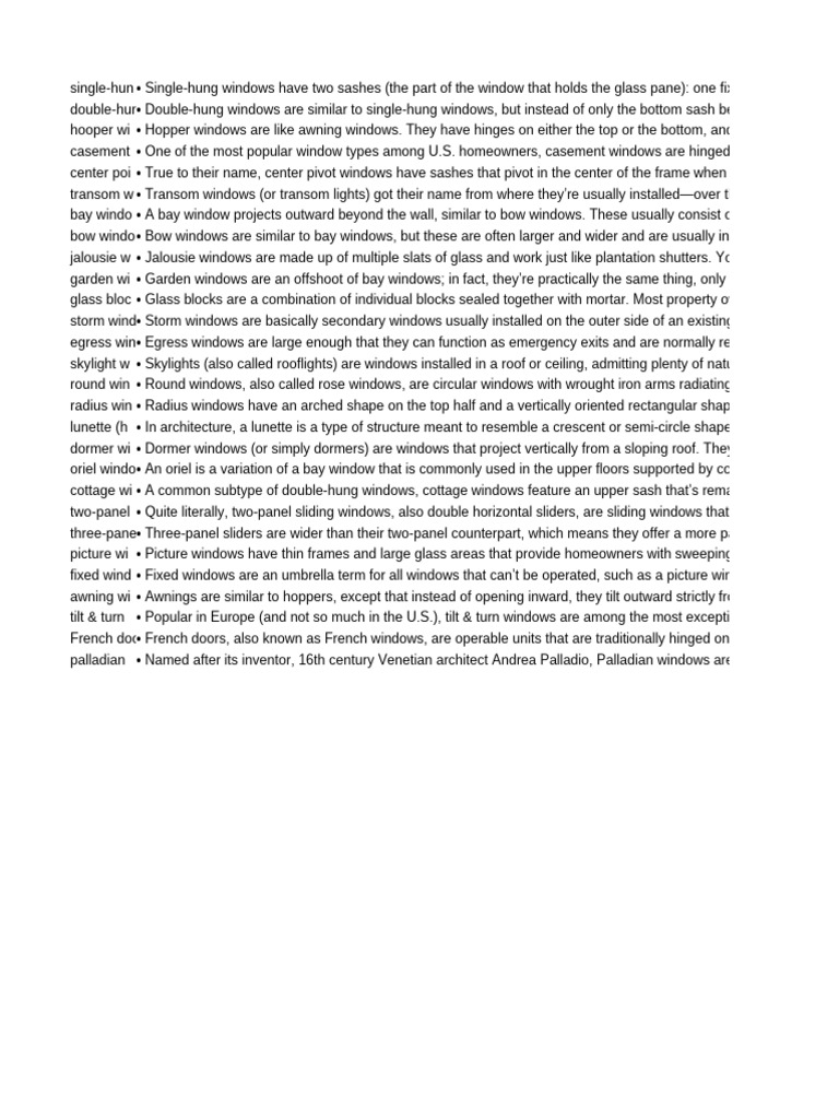 ED - Objects - Windows Types and Styles | PDF | Window | Architectural ...