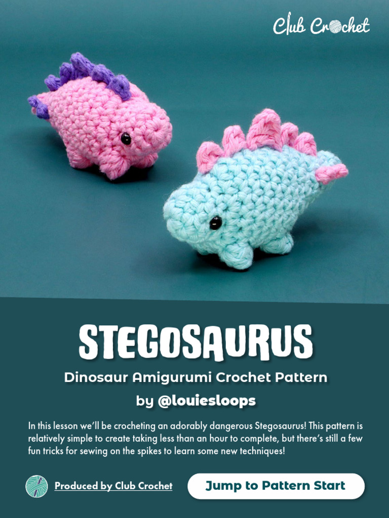 Free Amigurumi Stegosaurus Pattern | PDF | Crochet | Textile Arts