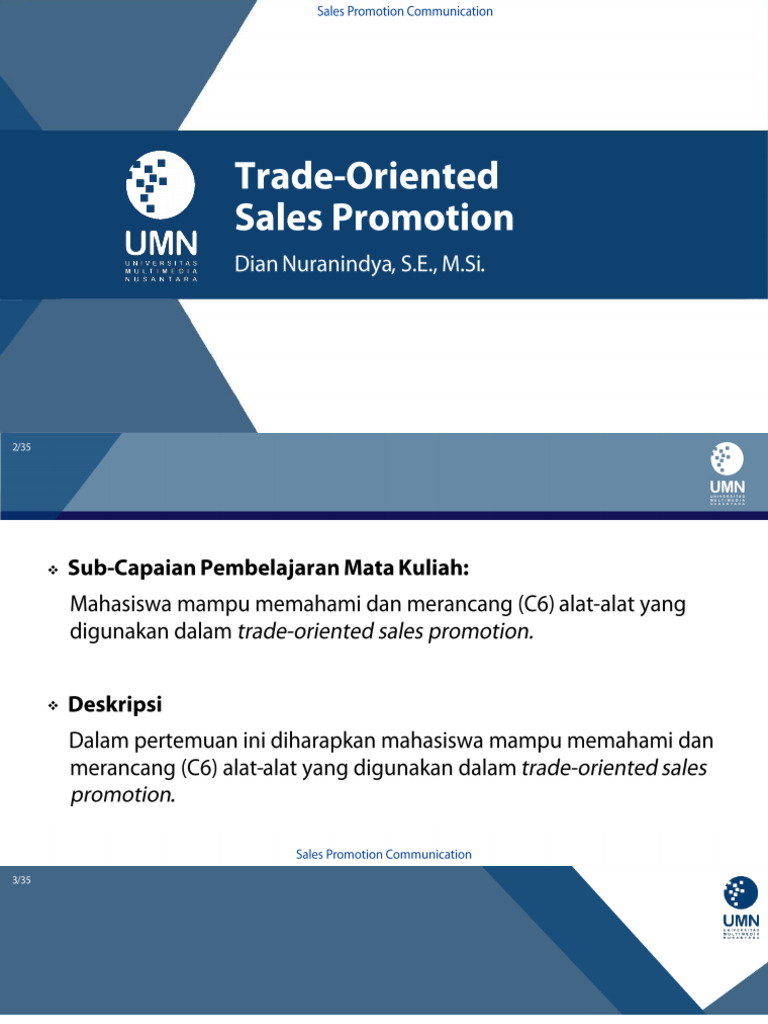 [Slide] Minggu 6-Trade-Oriented Sales Promotion | PDF