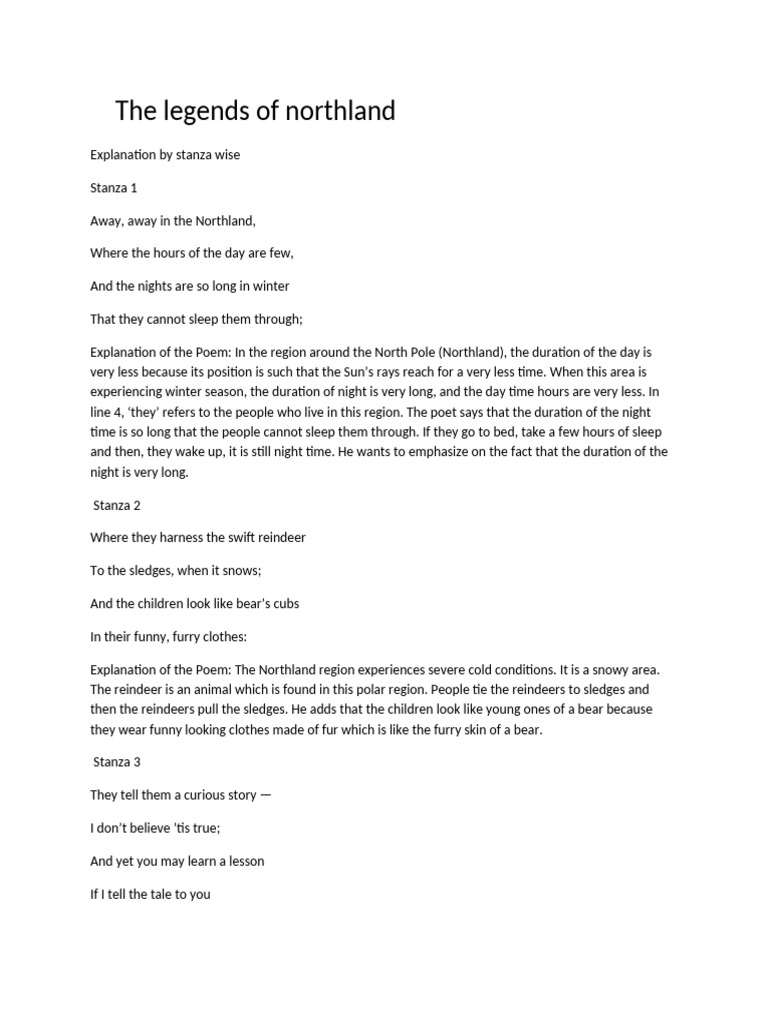 Poem The Legends of Northland | PDF | Poetry