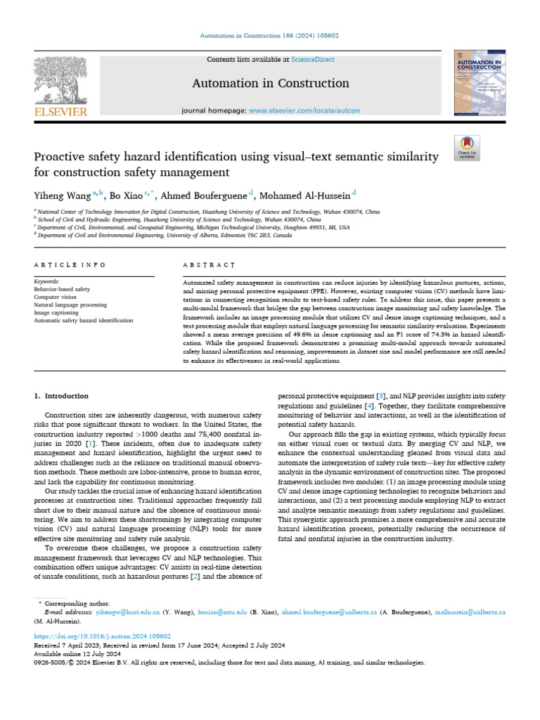 Proactive Safety Hazard Identification Using Visual-Text Semantic ...