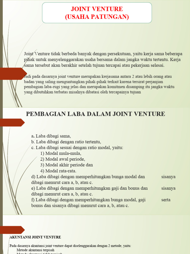 Joint Venture (Usaha Patungan) | PDF | Pengelolaan Keuangan & Uang