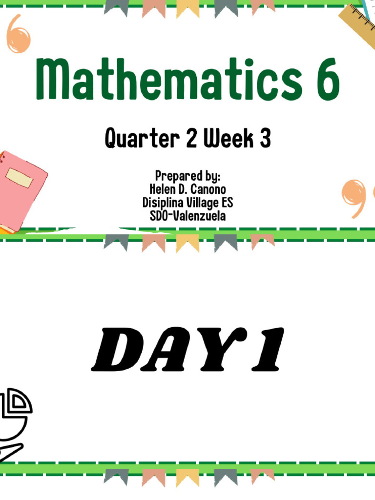 MATH 6 Q2 WEEK 3 - Shared To DTC by Ma'Am Helen D. Canono | PDF | Ratio