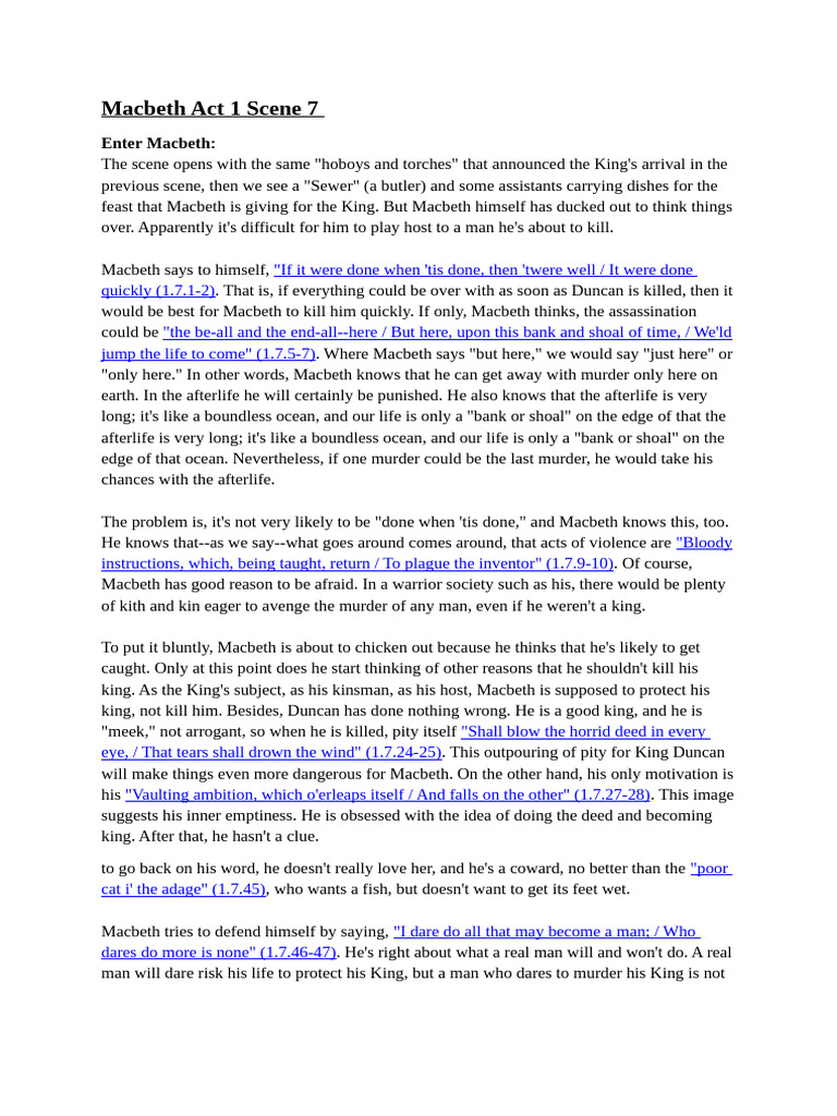 Macbeth Act 1 Scene 7 notes | PDF | Macbeth