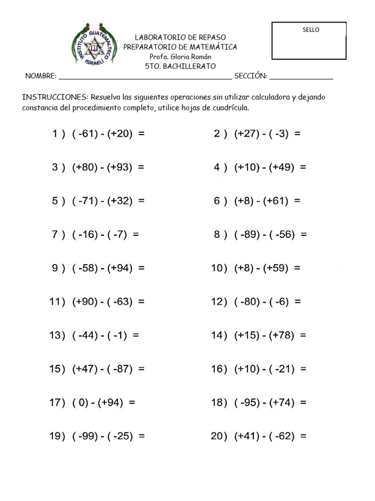 Laboratorio de Repaso Preparatorio de Matem - Tica Ii Unidad 2023 | PDF
