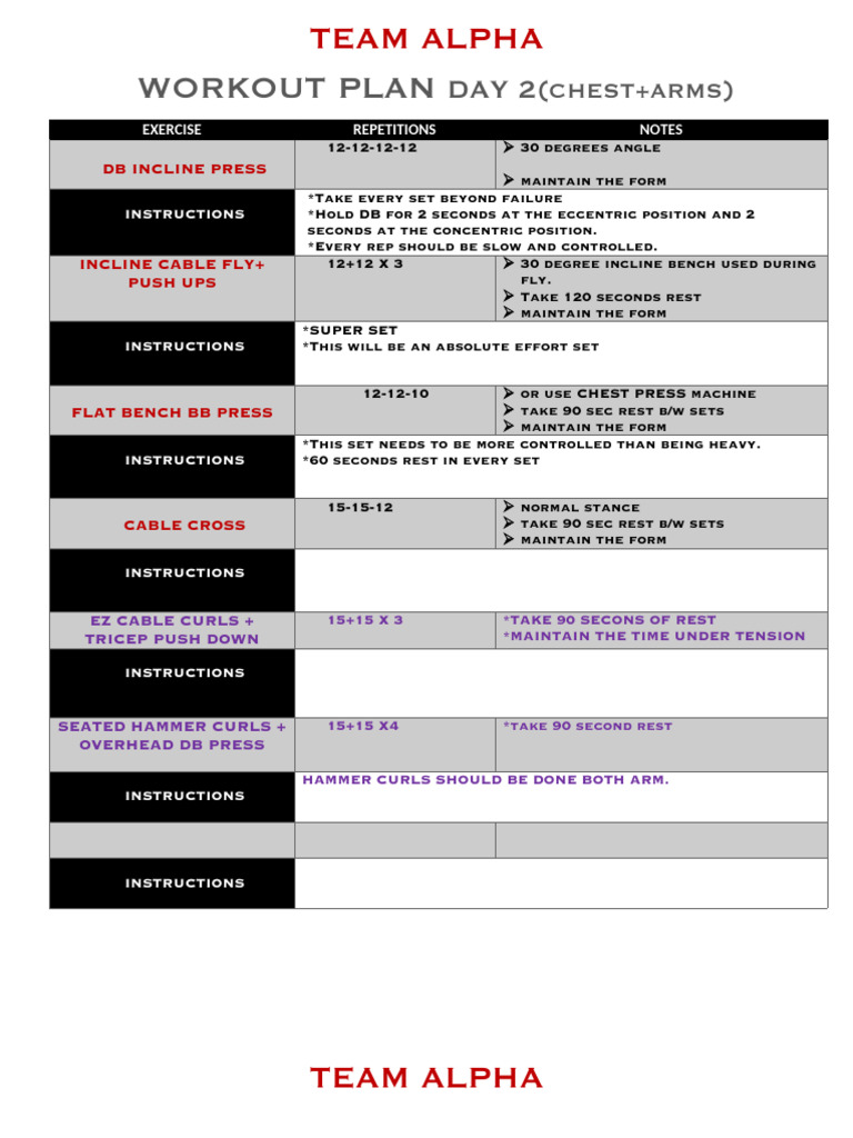 Team Alpha 7-Day Workout Plan | PDF | Weight Training | Physical Exercise