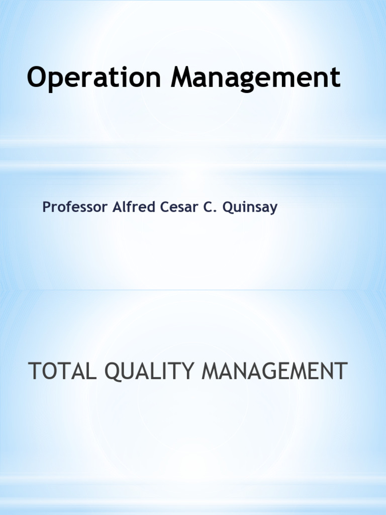 TQM 2 | PDF | Lean Manufacturing | Quality Management