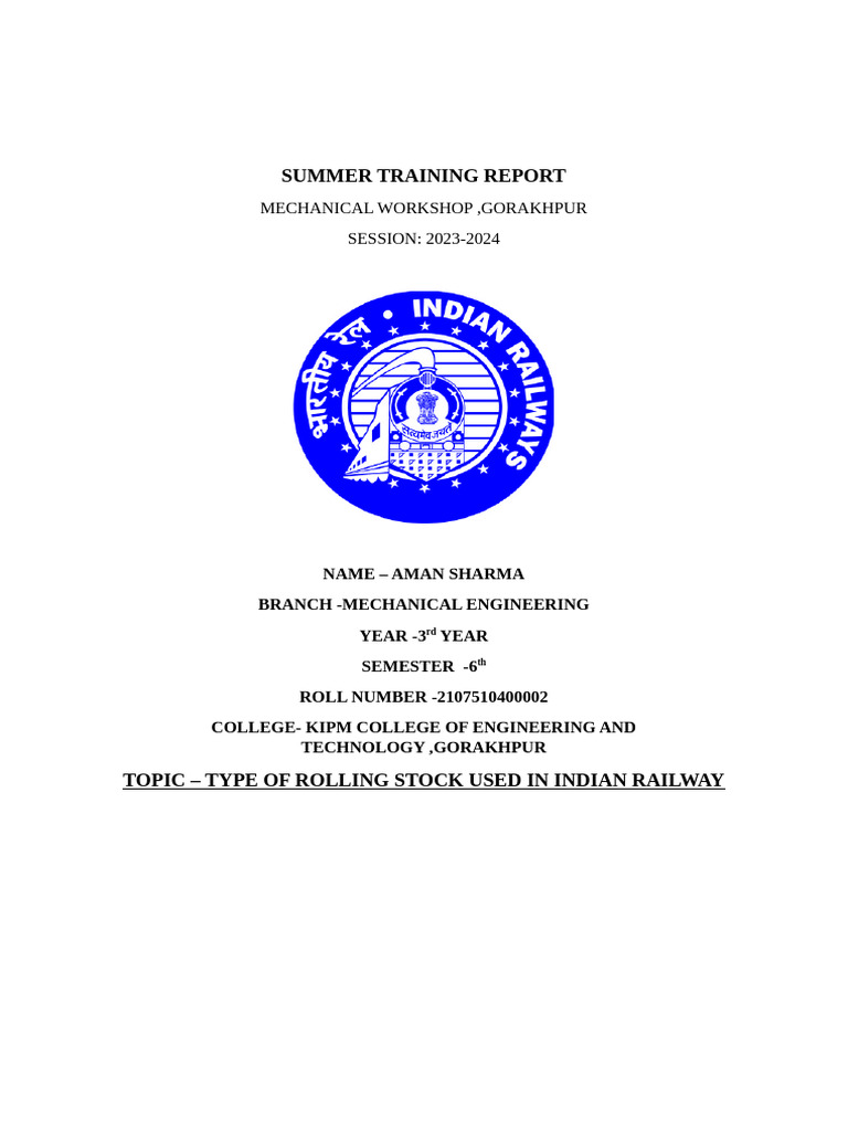 Summer Training Report | PDF | Locomotives | Train
