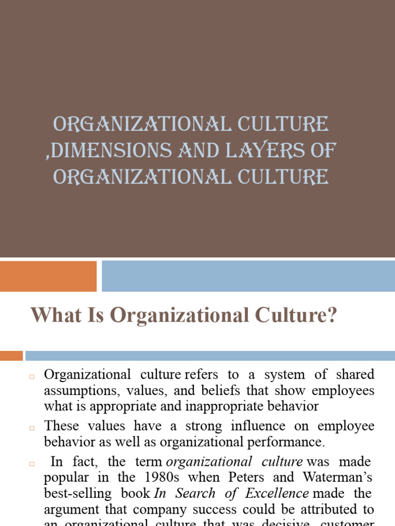 Dimensions and Layers of Organizational Culture, Social | PDF | Organizational Culture | Social ...