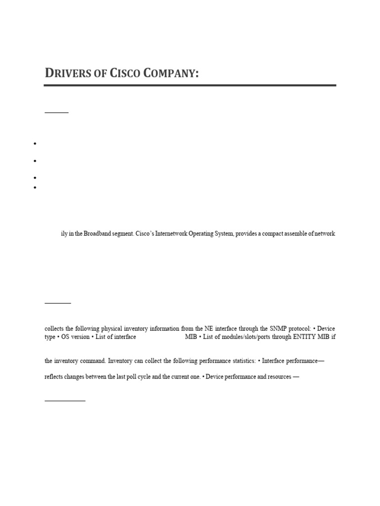 Drivers of Cisco Company ATIKA | PDF | Computer Network | Computing