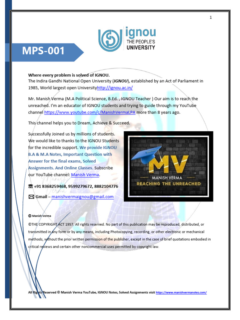 MPS - 001 in Hindi | PDF