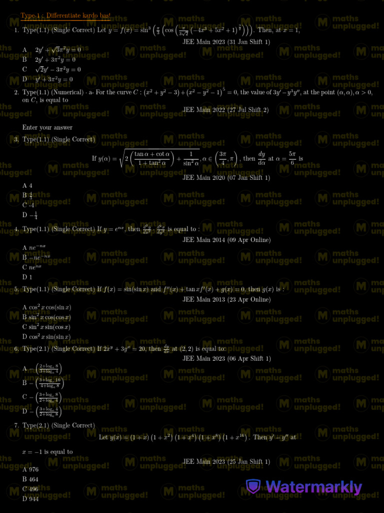 18 Differentiation Questions | PDF | Function (Mathematics) | Mathematics