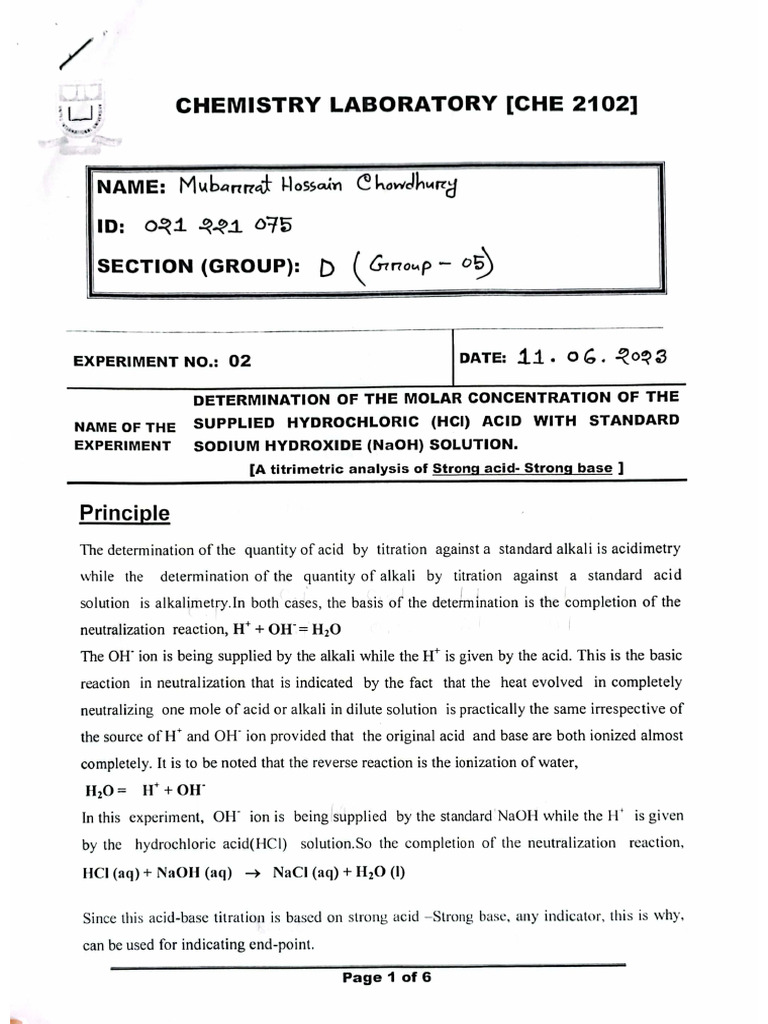 Chemistry Lab Report 02 Complete | PDF