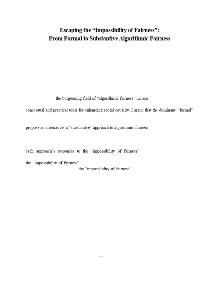 Green Impossibility of Fairness | PDF | Equal Opportunity | Egalitarianism