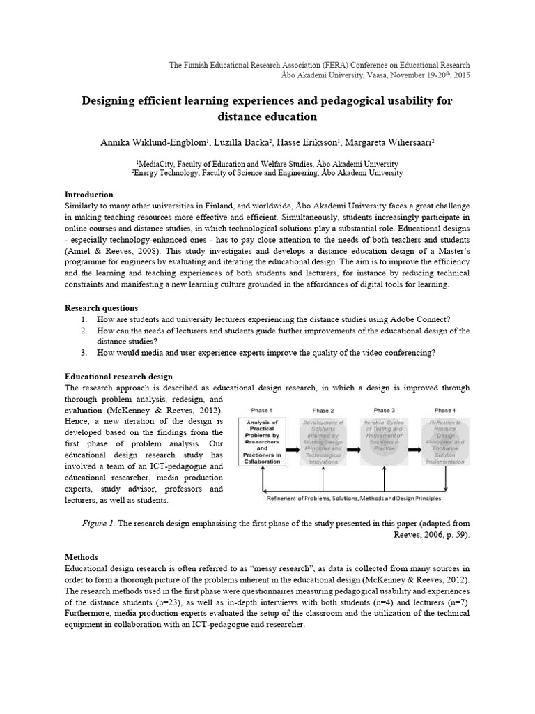 Wiklund-Engblom, Backa Eriksson, Wihersaari (2015 Poster) Designing Efficient Learning ...