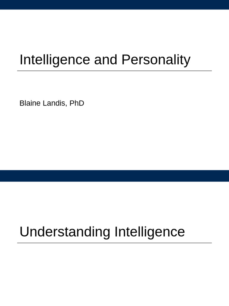 Week 3 - Intelligence and Personality | PDF | Intelligence ...