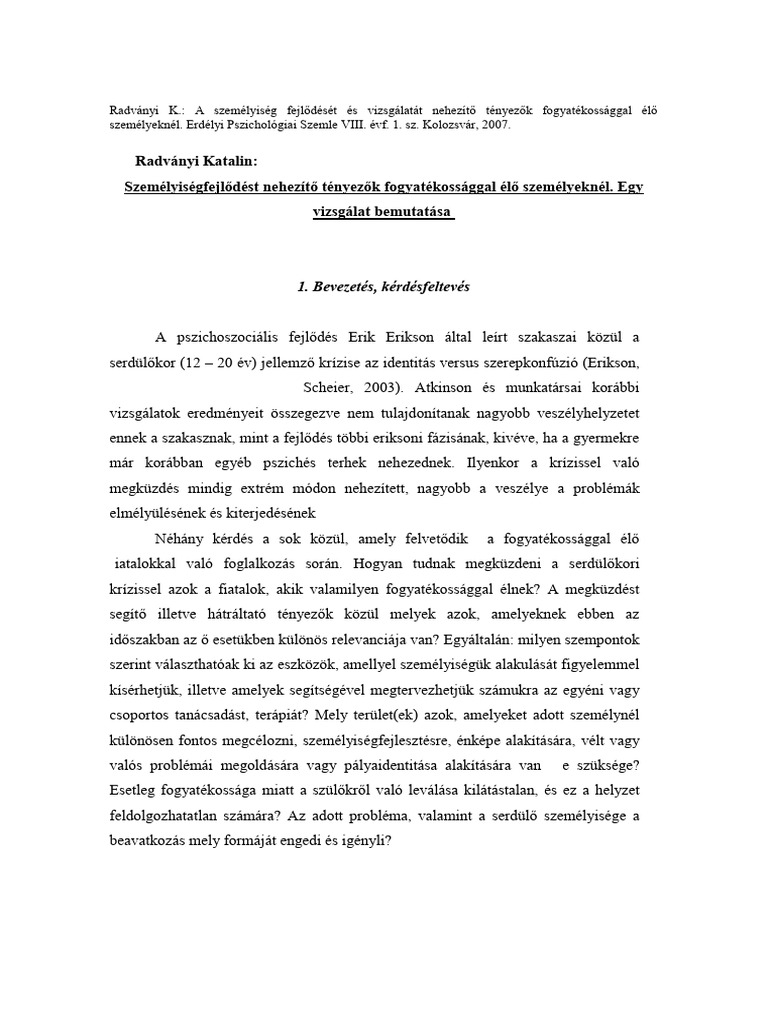 Radványi Katalin Fogy. Személyiségfejl. | PDF