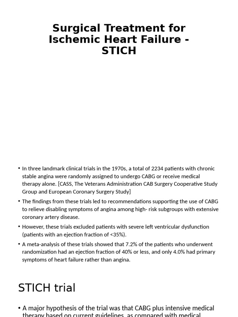 STICH-es and Viability | PDF | Coronary Artery Bypass Surgery ...