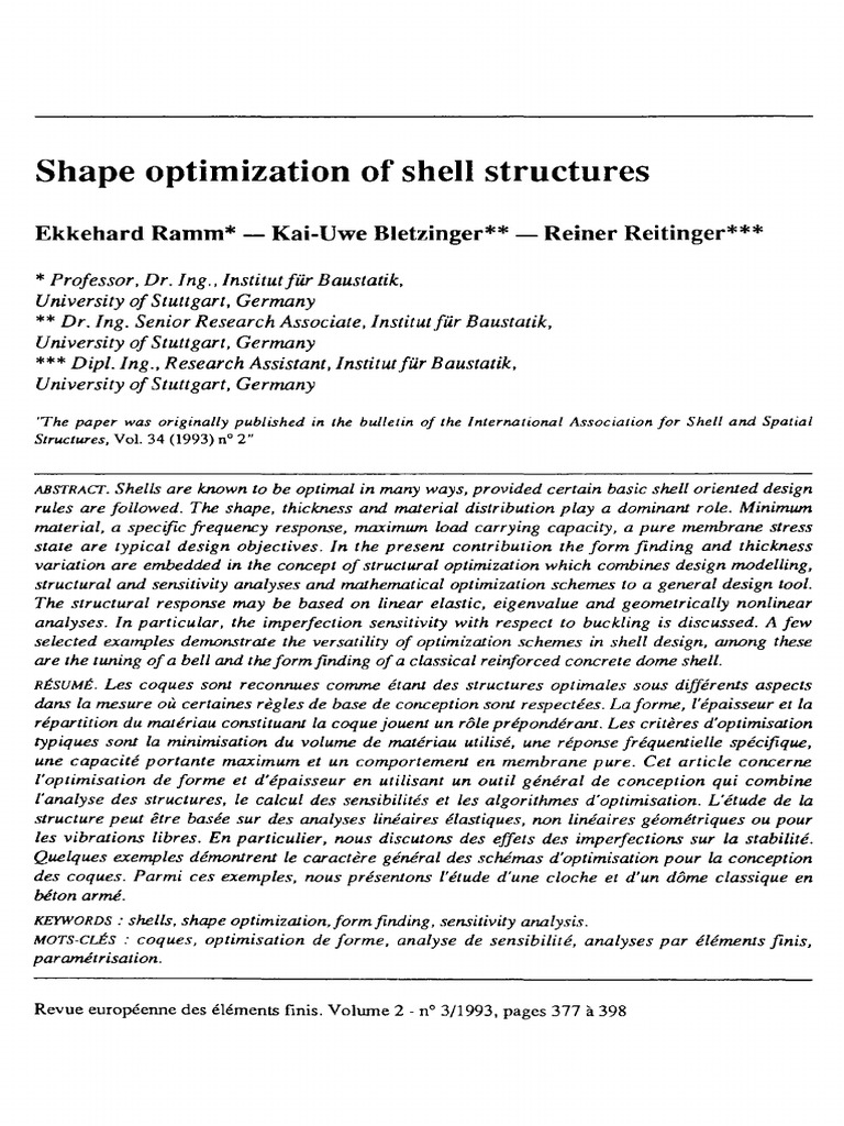 Shell Structure Shape Optimization | PDF | Mathematical Optimization | Matrix (Mathematics)