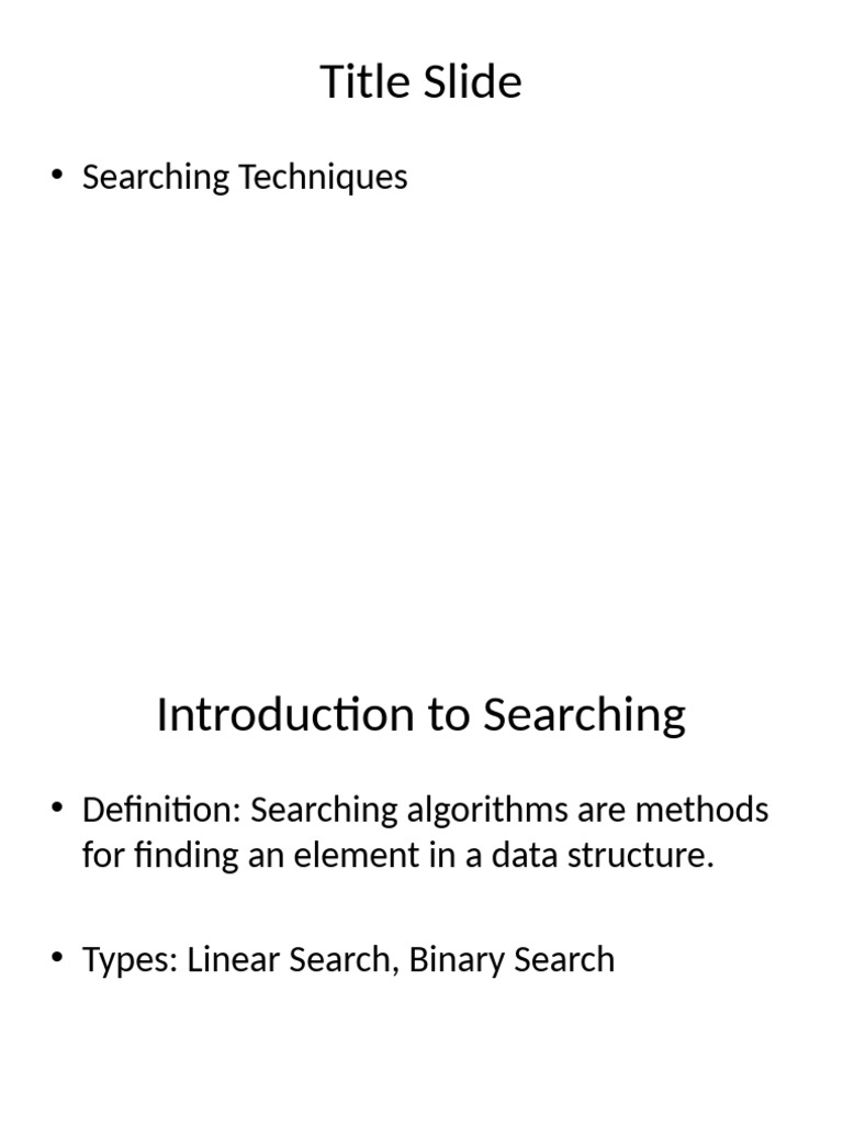 Searching Sorting Techniques Presentation | PDF