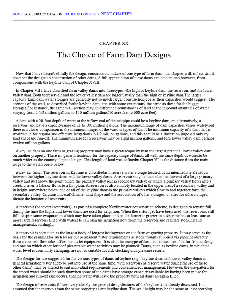 The Choice of Farm Dams Designs | PDF | Dam | Reservoir