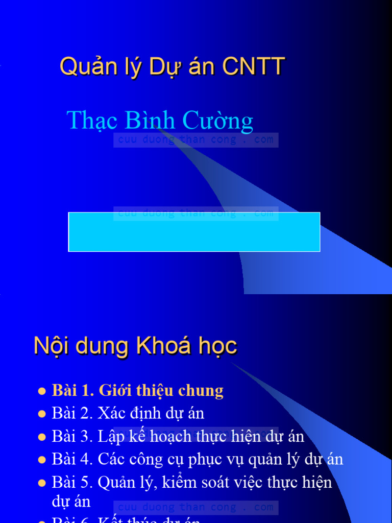 Quan-Ly-Du-An - Thac-Binh-Cuong - Qlda-Bai-1-Gioi-Thieu-Chung - (Cuuduongthancong - Com) | PDF