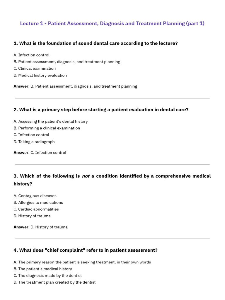Dental Patient Assessment Guide | PDF | Periodontology | Medical ...
