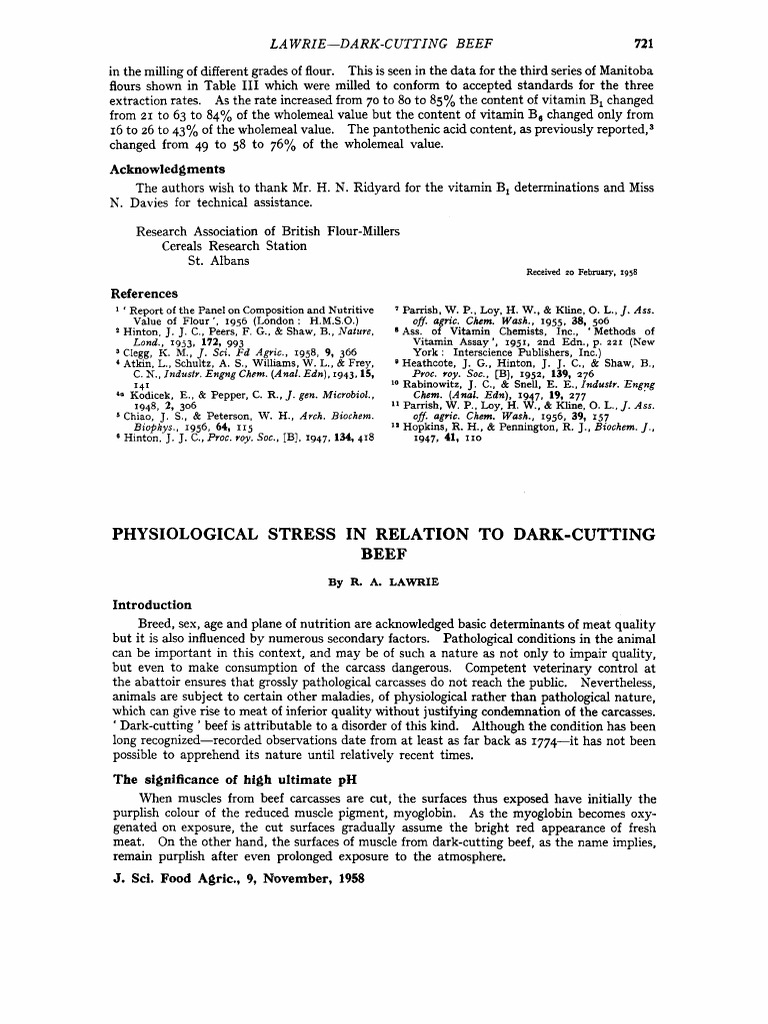 Physiological Stress in Relation To Dark-Cutting Beef | PDF | Adrenal ...