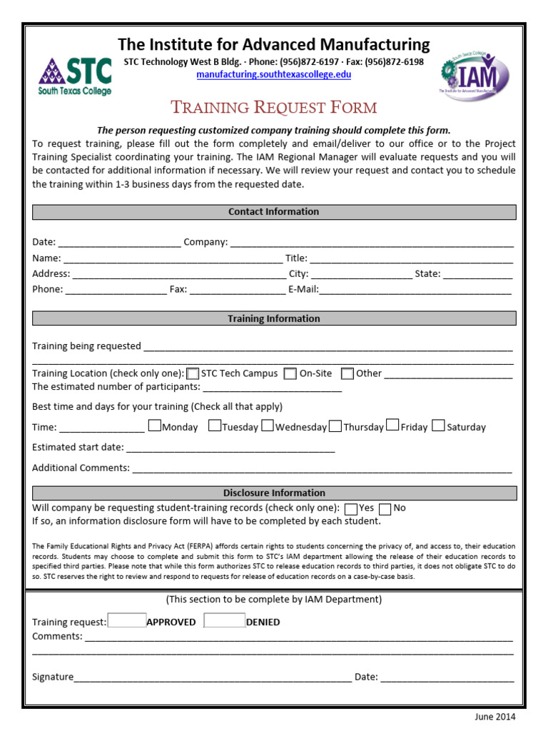 IAM Training Request Form | PDF | Finance & Money Management