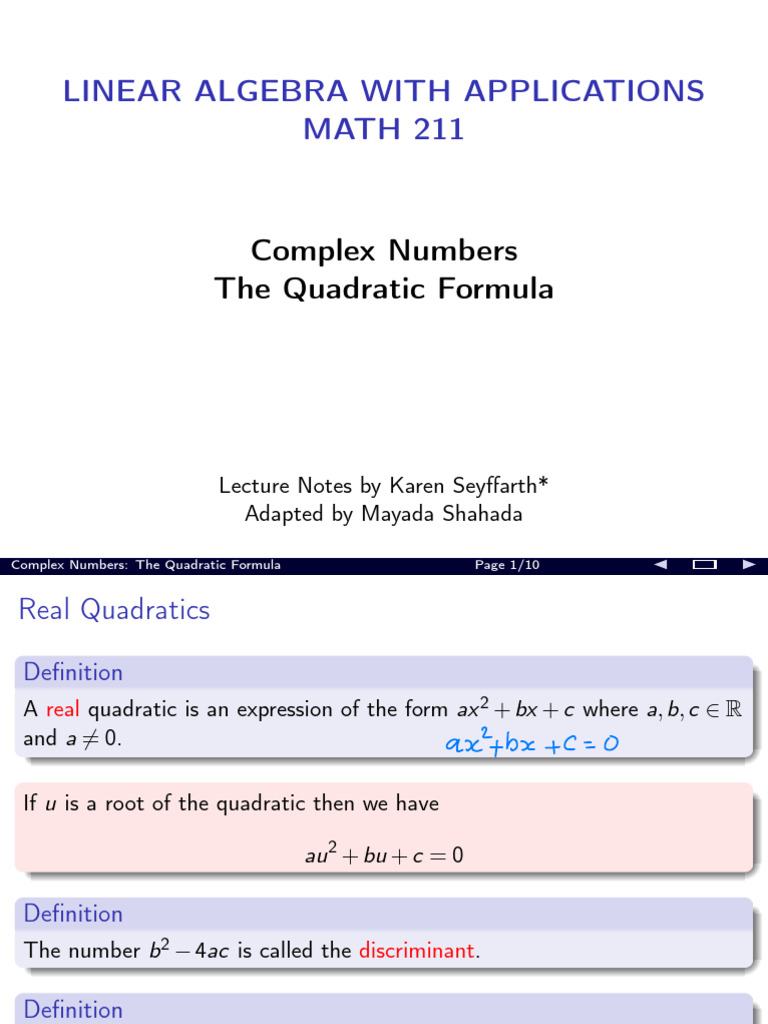 Complex Numbers Video 4 Notes | PDF | Quadratic Equation | Mathematical ...