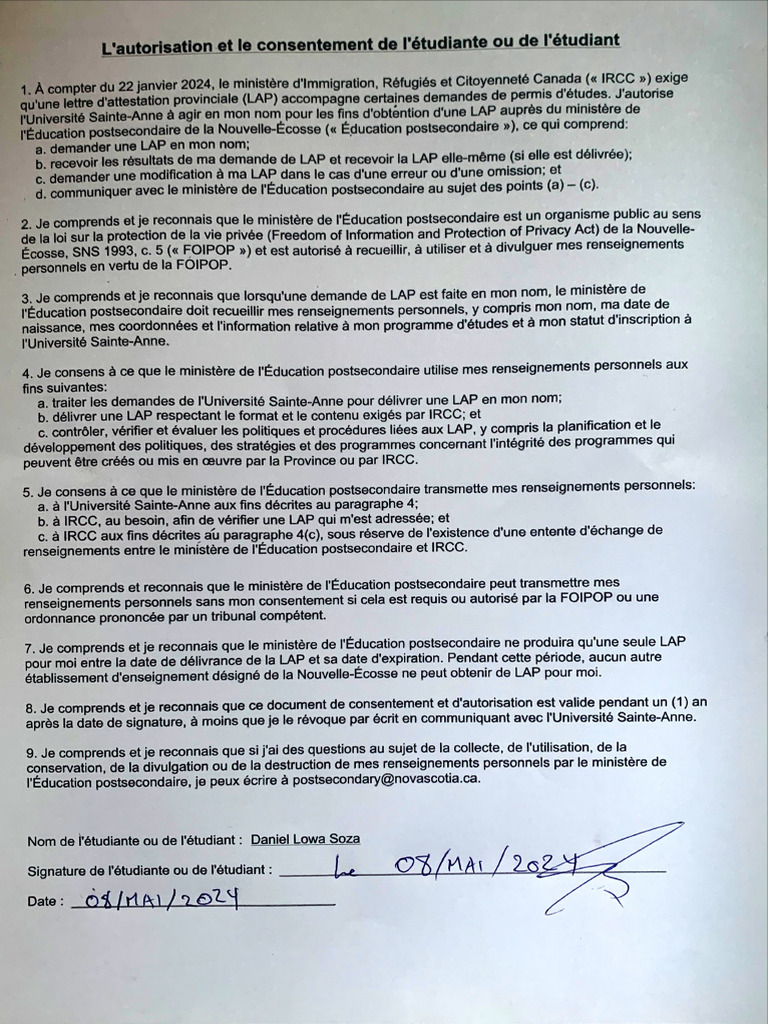Lettre D'autorisation Et de Consentement | PDF