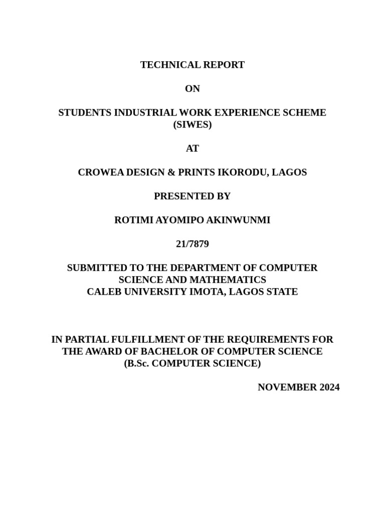 Siwes Report On Computer Science | PDF | Hyperlink | Computing