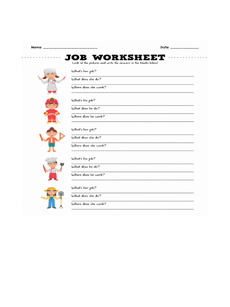 Free Printable Job Worksheets - 415613.jpg | PDF
