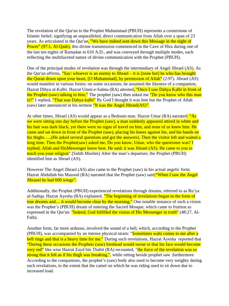 Modes of Qur'anic Revelation | PDF | Quran | Islam