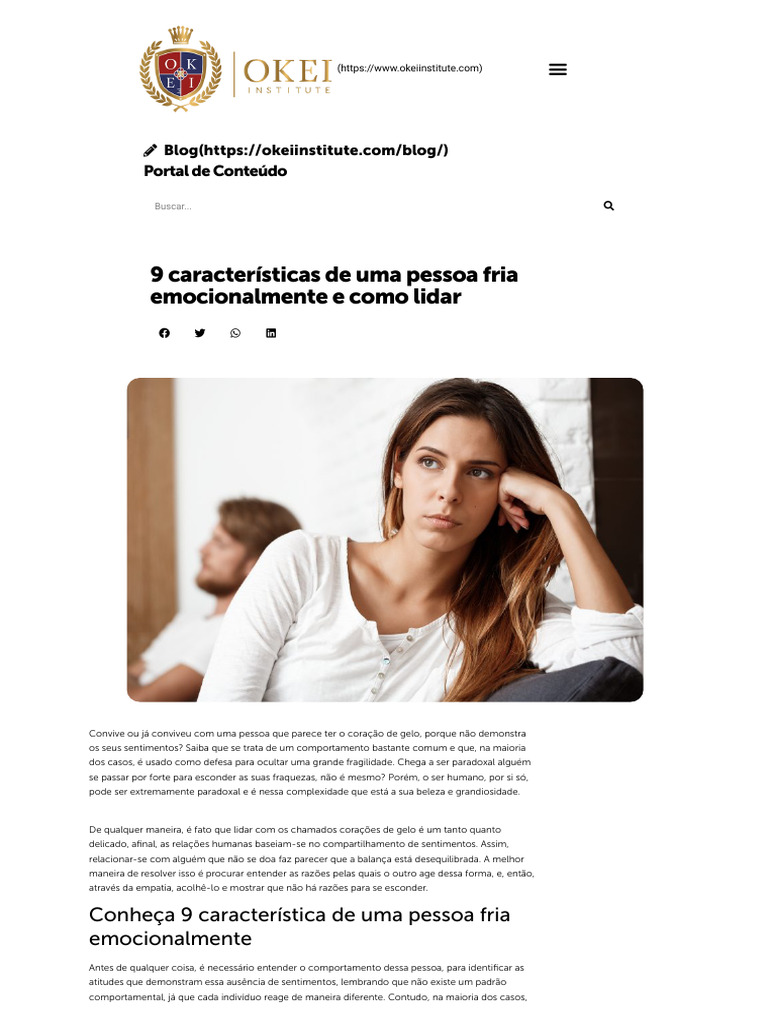 Características de Pessoas Frias | PDF | Amor | Emoções
