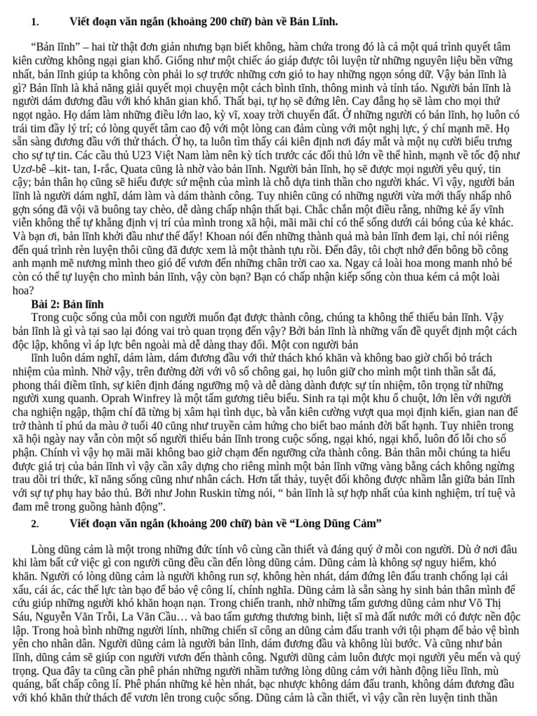 70 Doan Van Nghi Luan Xa Hoi 200 Chu | PDF