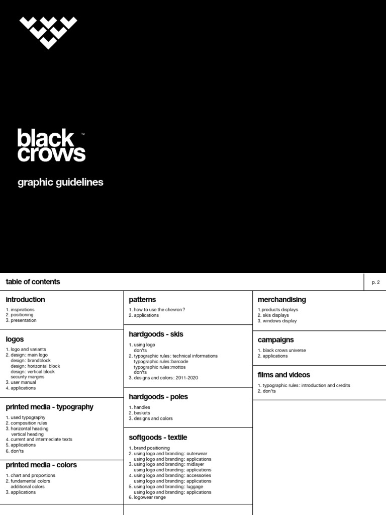 Black Crows Brand Graphic Guide | PDF | Logos | Typography