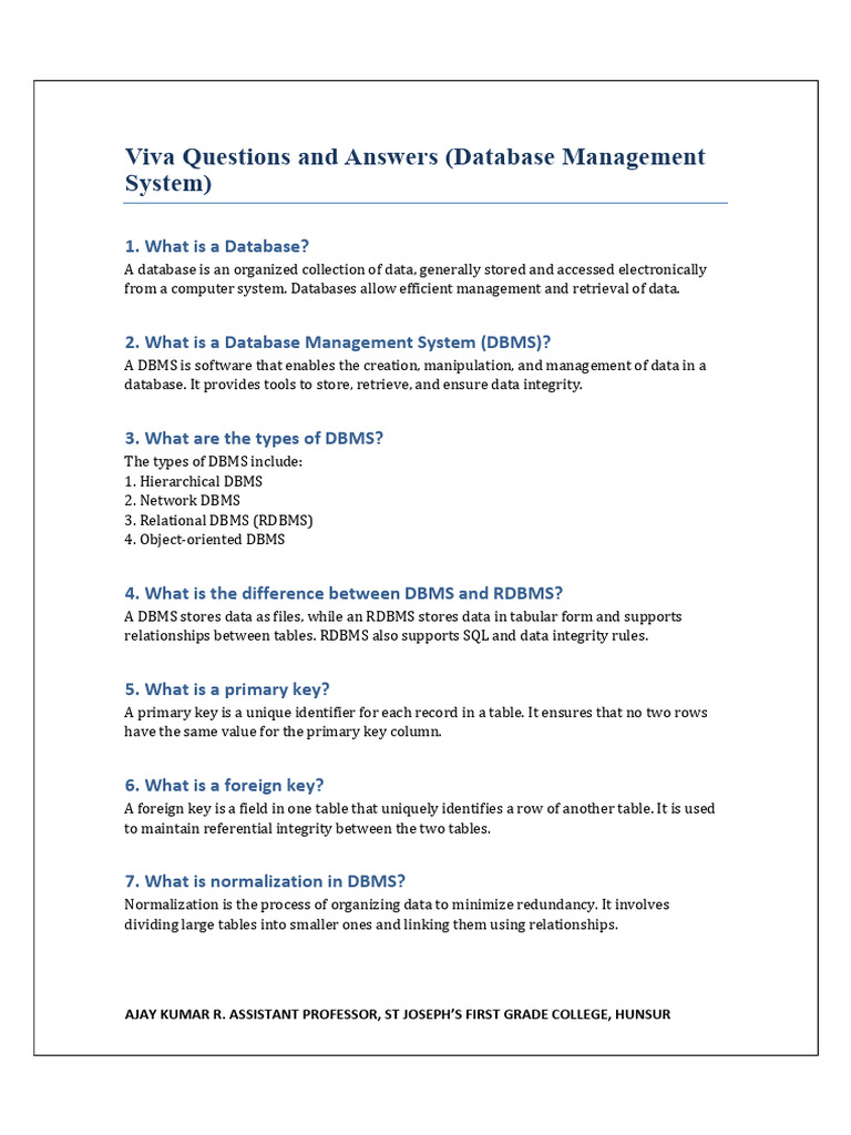 DBMS VIVA 1 - Merged - Merged | PDF | Databases | Relational Database