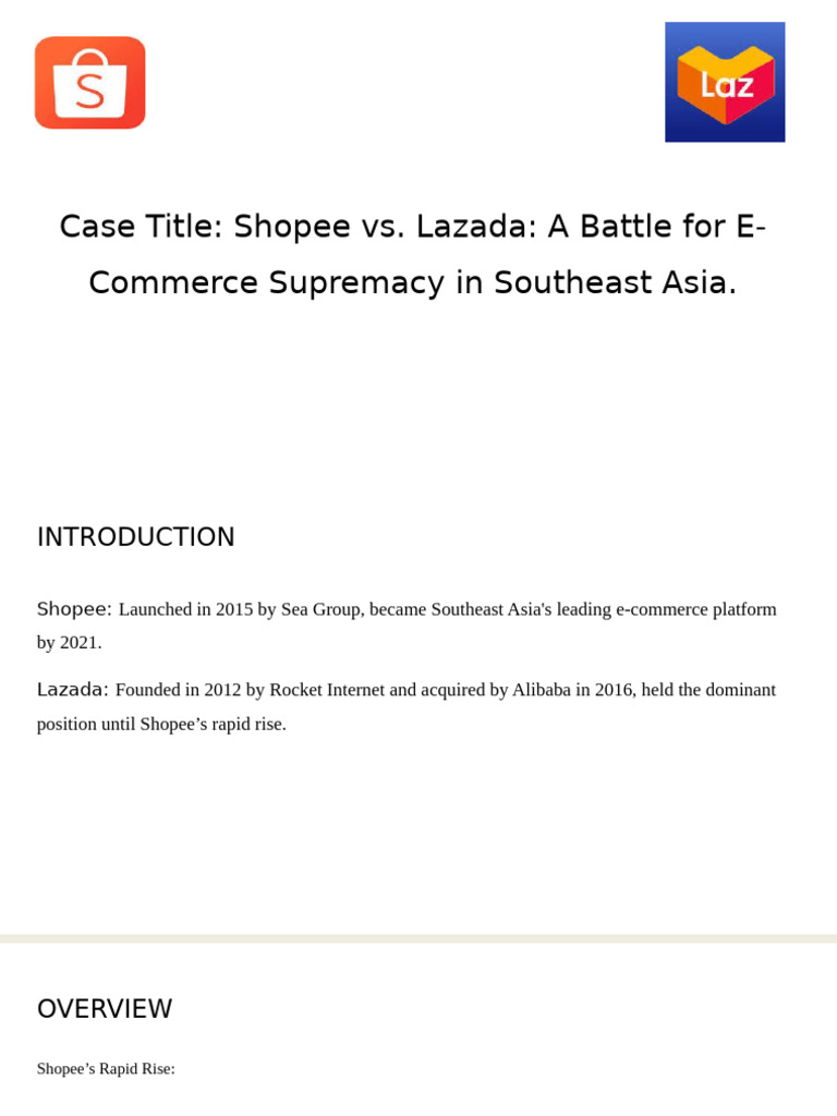 Shopee vs. Lazada: E-Commerce Rivalry | PDF | E Commerce | Marketing