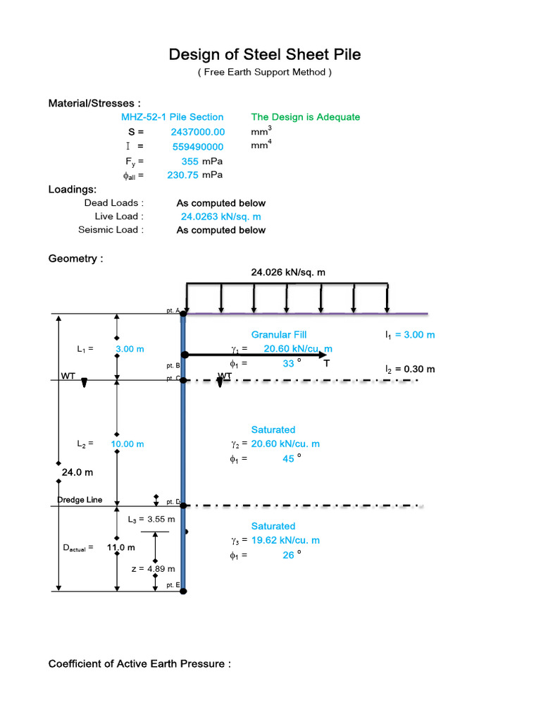 Design of Steel Sheet Pile | PDF | Mechanical Engineering | Applied And Interdisciplinary Physics
