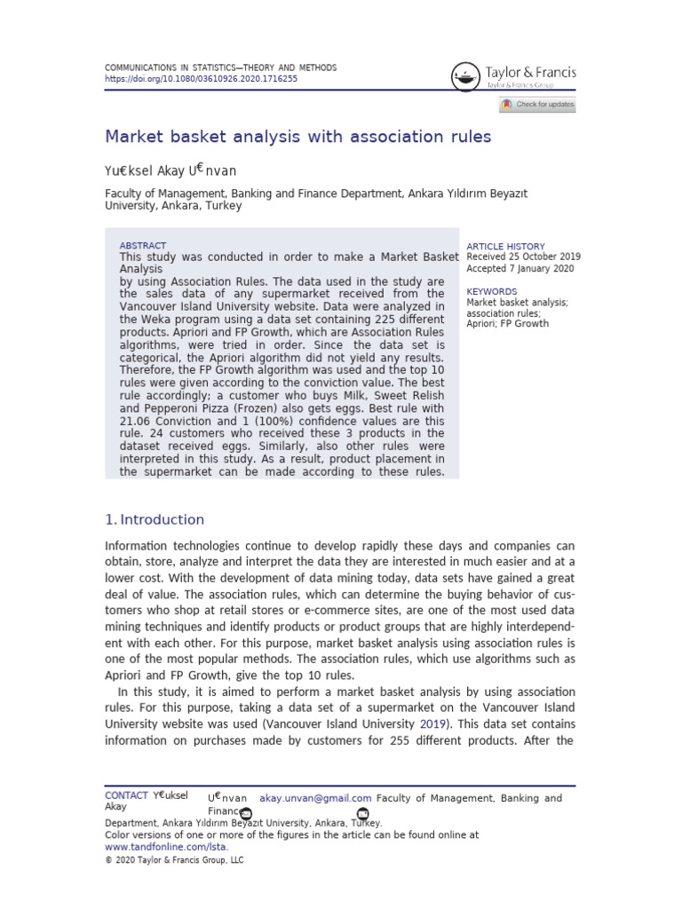 Market Basket Analysis with Association Rules | PDF