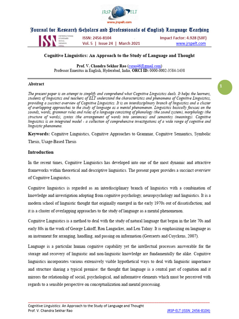 Cognitive_Linguistics_An_Approach_to_the | PDF | Linguistics | Semantics