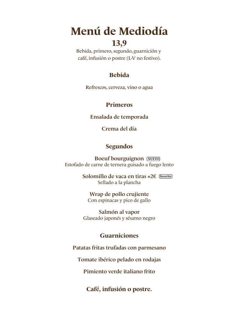 Menú del Día en La Cotorrita | PDF
