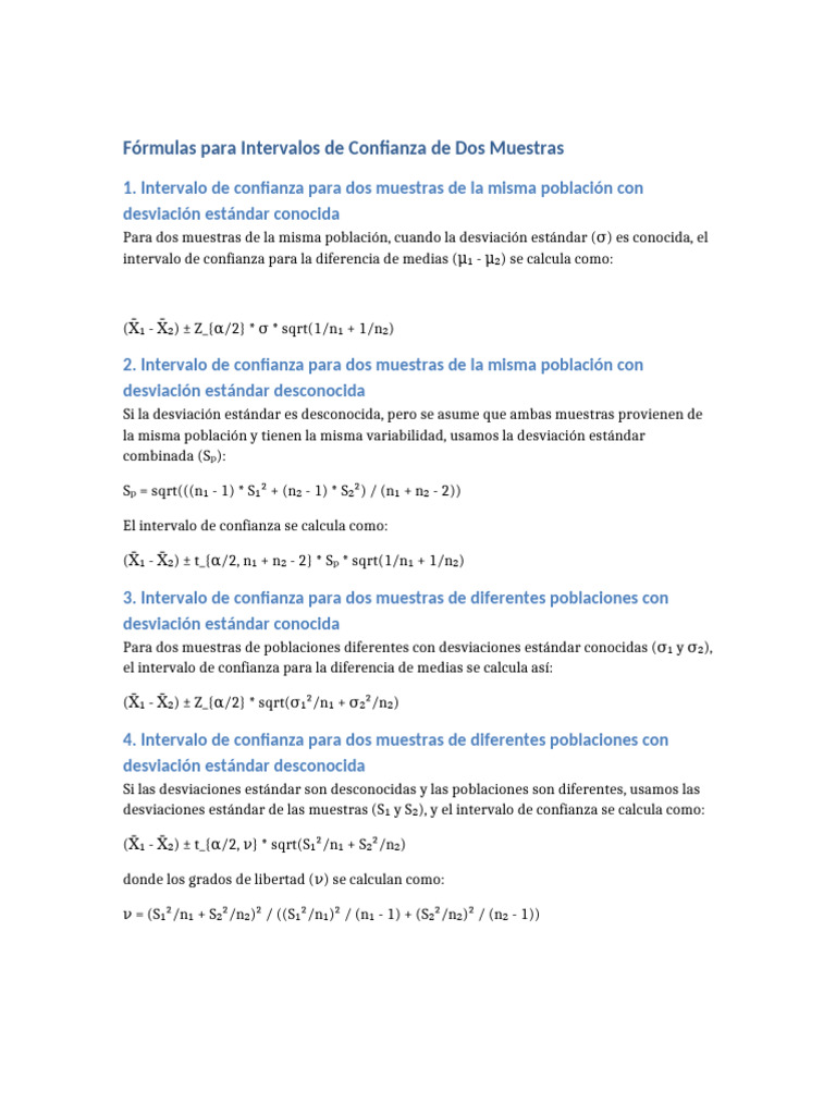 Intervalos de Confianza para Dos Muestras | PDF | Métodos y materiales de enseñanza