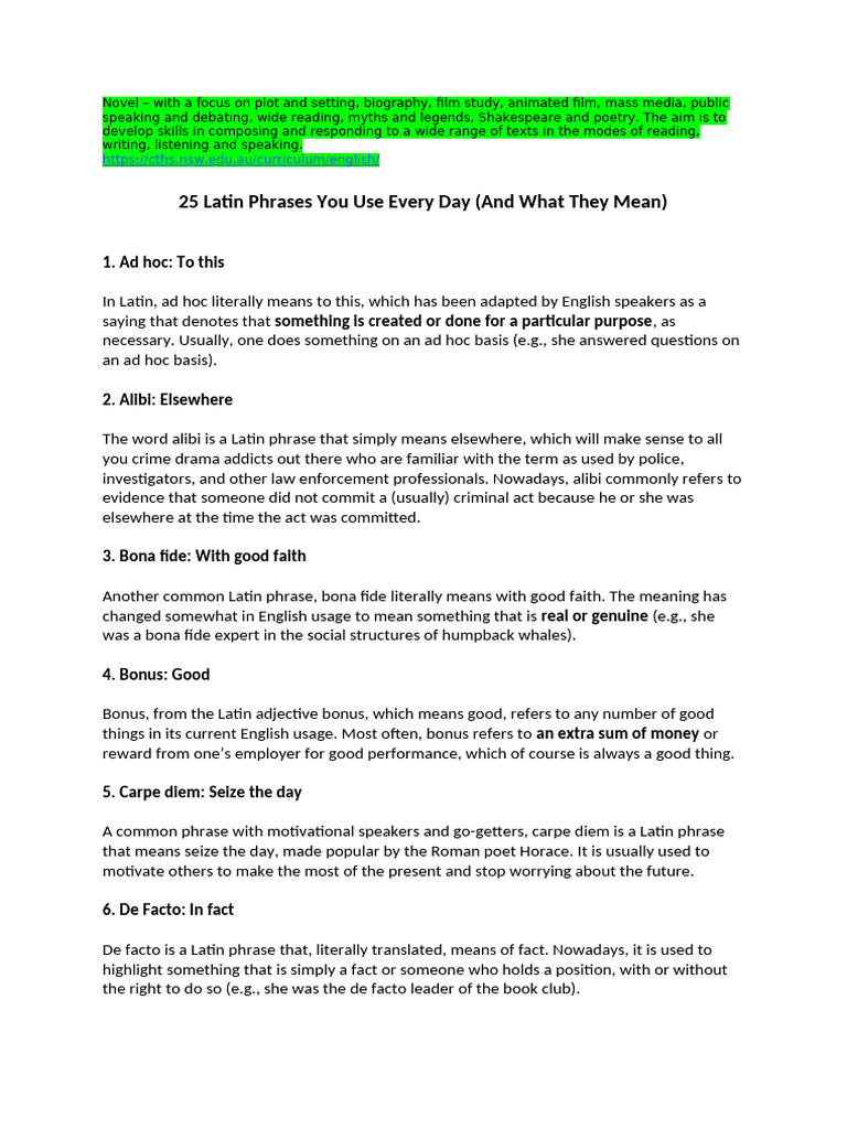 25 Latin Phrases You Use Every Day | PDF | English Language | Adjective